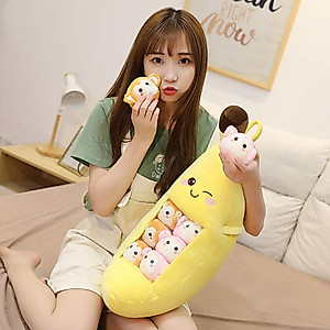 Nenalayo Throw Pillow Fruit Stuffed Toys Banana Plush Pillow Removable Fluffy Creative Gifts for Kids, Halloween Christmas Decorative Doll Toy Gift
