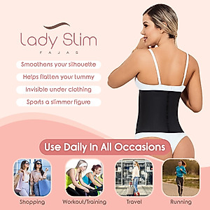 Lady Slim Fajas Colombianas Reductoras Y Moldeadoras para Mujer Underbust Waist Cincher Corset Sport Girdle Hourglass Body Shaper Black V2 M