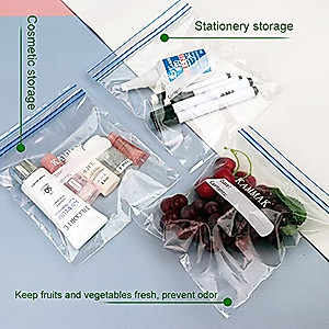 KAMMAK Quart Bags, Food Storage Bags, Reusable Ziplock Bags, Grip, Open, and Close Easily (6.97 7.4 Inch 100 Count)