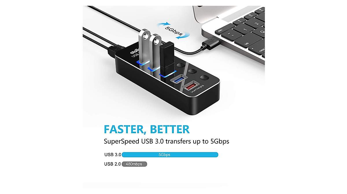 Atolla 5-Port USB Hub - High-Speed Data & Smart Charging