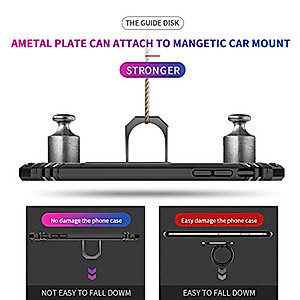 LeYi Compatible for iPhone 8 Plus Case, iPhone 7 Plus Case, iPhone 6 Plus Case with Tempered Glass Screen Protector [2 Pack], Military-Grade Phone Case with Kickstand Ring for iPhone 6s Plus, Black