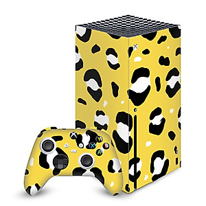 Head Case Designs Officially Licensed Grace Illustration Yellow Leopard Art Mix Vinyl Sticker Gaming Skin Case Cover Compatible with Xbox Series X Console and Controller Bundle
