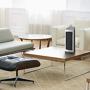 Lasko Oscillating Ceramic Tower Space Heater for Home with Adjustable Thermostat, 2-Speeds, 16 Inches, Silver, 1500W, 5309