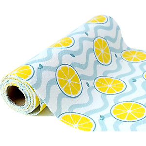 Shelf Liner for Kitchen Cabinets 15 Inch Wide X 20 Ft Non Adhesive Cabinet Drawer Liners for Shelves Non Slip Waterproof Lemon Printed Mat for Closet Bathroom Pantry Cupboard Refrigerator