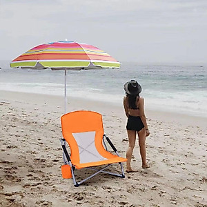 Beach Chair, Beach Chair and Umbrella, Folding Beach Chair, Beach Chairs for Adults 1-Pack Orange - Orange