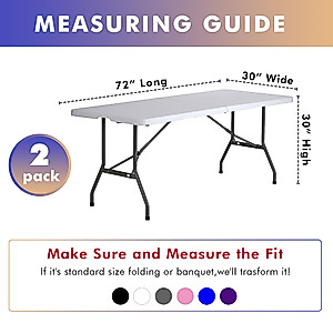 Nasitos 2 Pack Black Table Cloth 6 Foot-Spandex Fitted Tablecloth Rectangle Tables, Open Back Stretch Folding Trade Show Table Covers Fabric Washable & Wrinkle Resistant for Parties, Wedding, Event