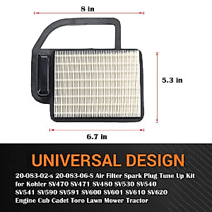 20-083-02-s 20-083-06-S Air Filter Spark Plug Replacement For Kohler SV470 SV471 SV480 SV530 SV540 SV541 SV590 SV591 SV600 SV601 SV610 SV620 Engine Cub Cadet Toro Lawn Mower Tractor