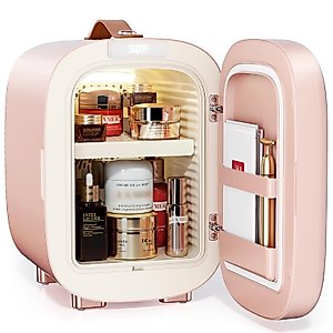 DEPAD Skincare Fridge, Professional Makeup Fridge with 2 Temperature Switches, Thermoelectric Cooler for Cosmetics Storage, Pink Mini Fridge for Skin Care for Women/Girls, 5 Liter