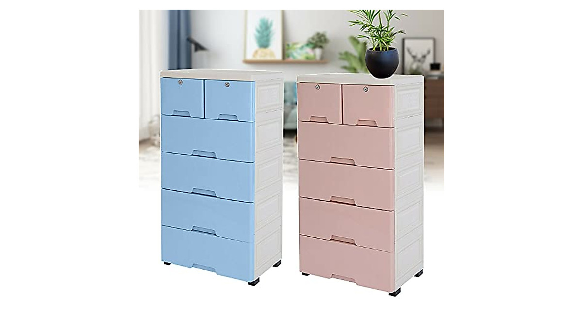 Plastic Storage Drawers - 6-Drawer Portable Organizer for Home and Office