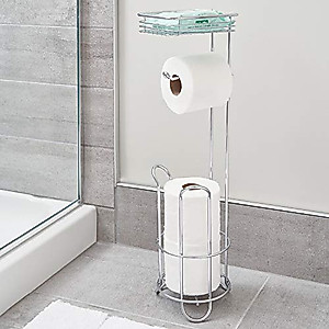 iDesign Classico Free Standing Toilet Paper Holder with Shelf for Bathroom - Chrome