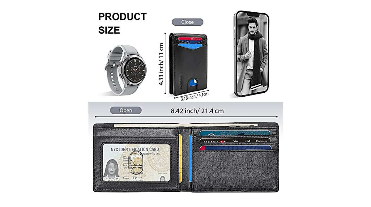 Smart Tag Wallet for Men with RFID Blocking & Genuine Leather