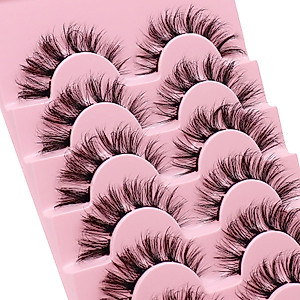 Fyonas Lash Clusters Cat Eye Lashes Lash Extension Wispy False Eyelashes 7 Pairs 3D Faux Mink Lashes Fluffy&Volume Lashes Pack | Lash Clusters 06