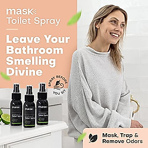 Mask - Toilet Odor Eliminator Spray, Non-Aerosol Odor Neutralizer Spray, Spritz-Before-You-Sit Travel Odor Eliminator, Traps Odors Before You Go, 2 oz, Coconut & Lime Scent, Pack of 3
