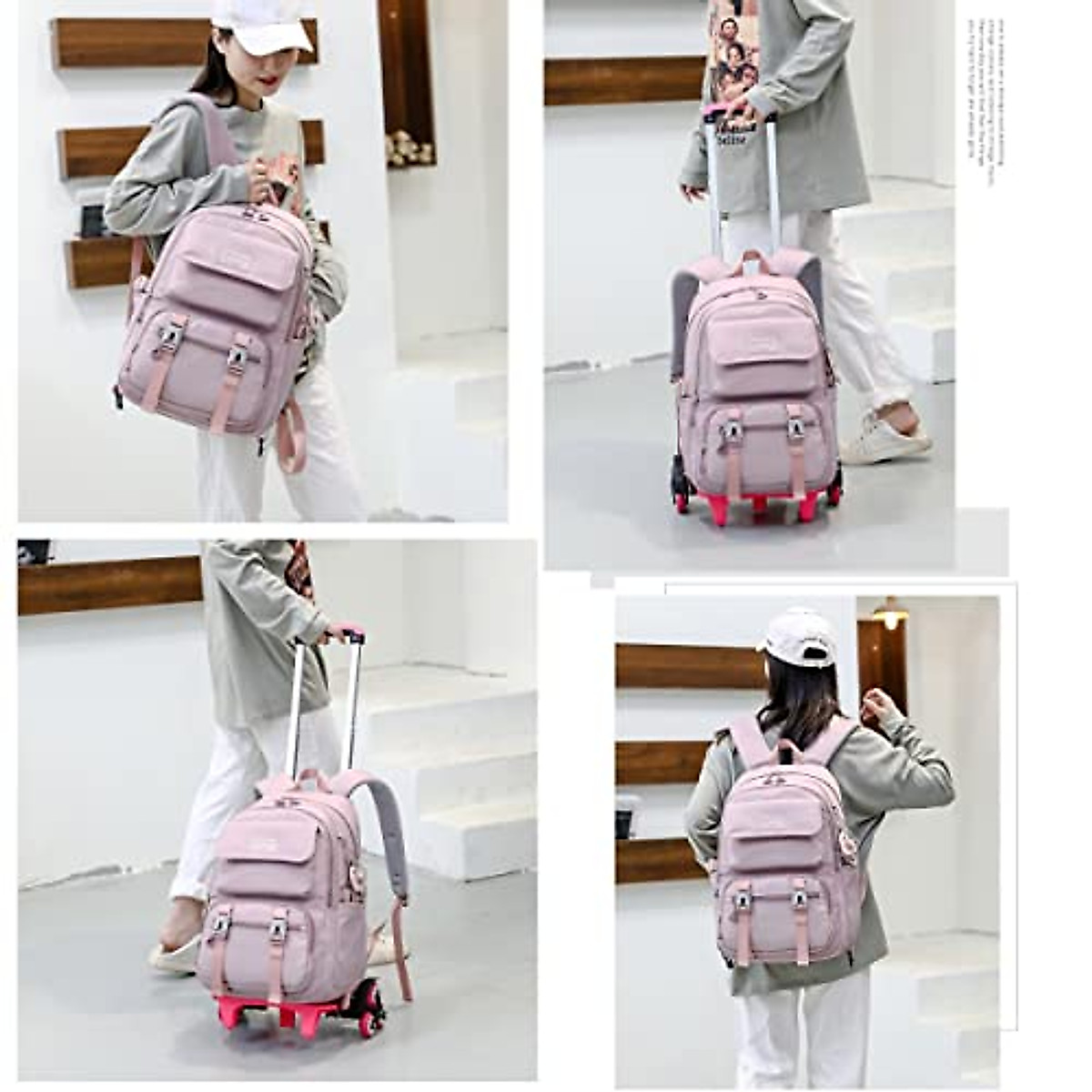 MITOWERMI Girls Rolling Backpack for Boys Trolley Bags for School Elementary Middle Bookbags with Wheels Boys Rolling Backpack