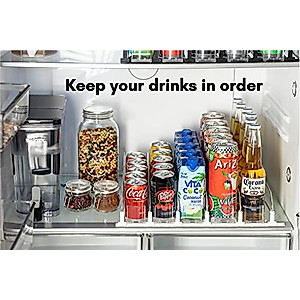 Drink Organizer for Fridge, Baraiser Self-Pushing Soda Can Organizer for Refrigerator, Pantry and More, White