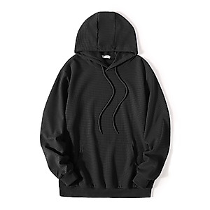 COOFANDY Men's Gym Sweatshirt Long Sleeve Fashion Workout Athletic Hoodies Lightweight Hooded T Shirt Black