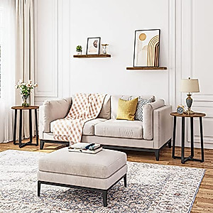 HOOBRO Round Side Table, Round Accent End Table with Sturdy X-Shaped Metal Frame, 15.7" Round Nightstand, for Living Room, Bedroom, Balcony, Office Rustic Brown BF95BZ01