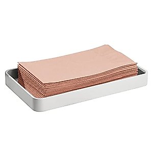mDesign Modern Decorative Metal Guest Hand Towel Tray Holder Organizer for Disposable Paper Napkins, Jewelry, Makeup - Bathroom Vanity Sink Counter Organization - Unity Collection - Stone Gray