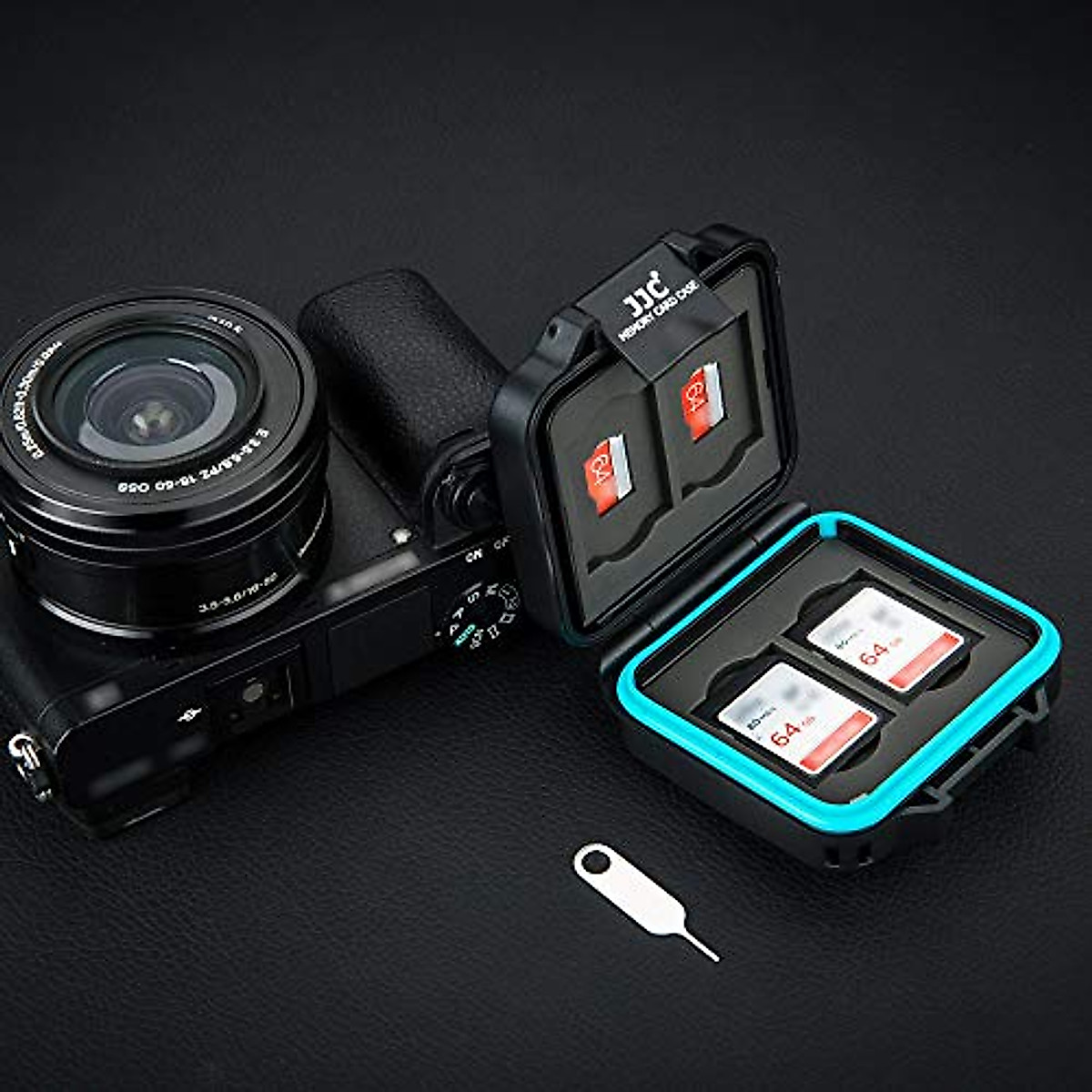 JJC Deluxe 8 Slots Compact Memory Card Case Holder Box Organizer for SD microSD SDXC microSDXC SDHC microSDHC TF Card, Travel-Friendly Memory Card Container with Water-Resistant & Shockproof Function