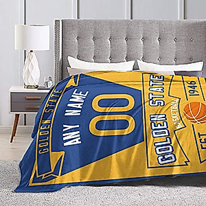 Custom Basketball City Blanket Personalized Fan Gift Throw Blanket Add Your Name & Number Decorative for Bedroom Living Room