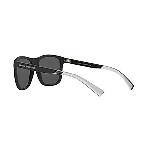 A|X ARMANI EXCHANGE Men's AX4049SF Low Bridge Fit Square Sunglasses, Matte Black/Grey, 57 mm