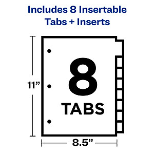 Avery 8-Tab Binder Dividers, Insertable Clear Big Tabs, 1 Set (11112)