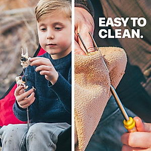 MalloMe Marshmallow Roasting Sticks - Smores Skewers for Fire Pit Kit - Hot Dog Camping Accessories Campfire Marshmellow 32 Inch Long Fork - 10 Pack