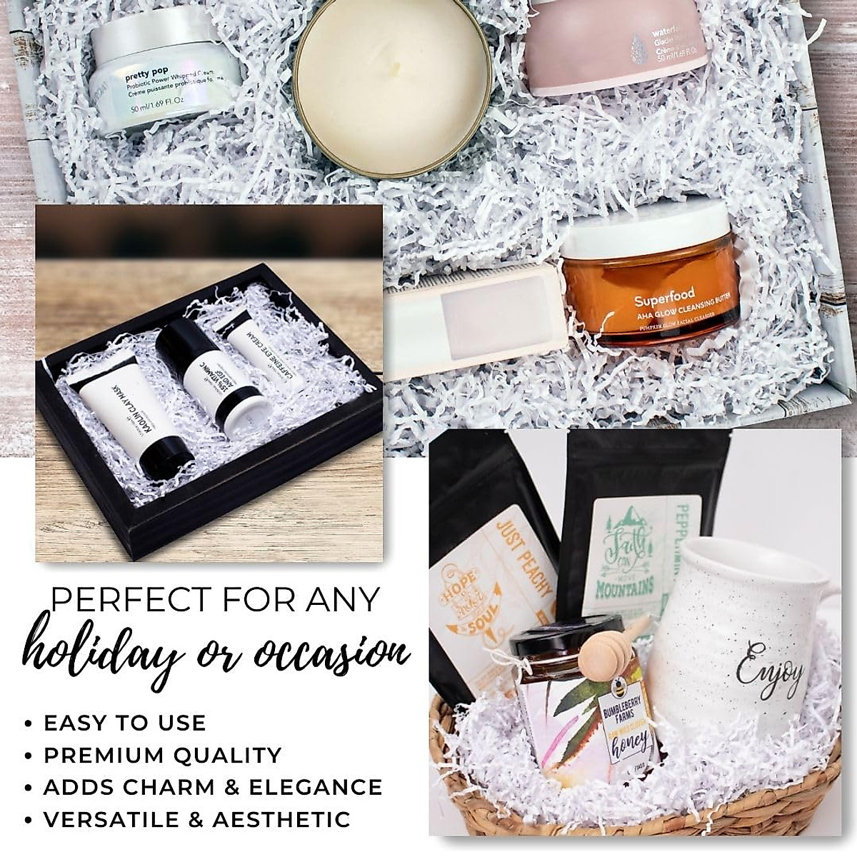 MagicWater Supply Soft & Thin Cut Crinkle Paper Shred Filler (1 LB) for Gift Wrapping & Basket Filling - White