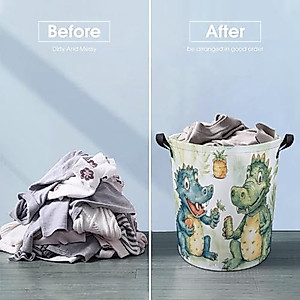 Laundry Hamper Crocodile Friends Freestanding Laundry Basket Thickened Waterproof Collapsible Clothes Hamper Storage for Clothes Toys Dorm And Family