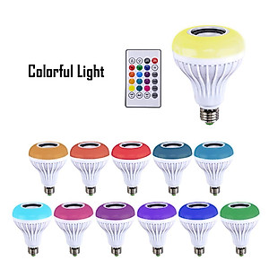 LED Light Bulb Bluetooth Speaker, White + RGB + Yellow Light Ball Bulb Colorful Lamp Smart Music Bulb Audio Bluetooth Speaker with Remote Control for Home,Party,Bar,Garden or Spook House