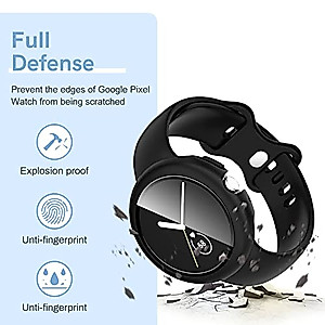 shenou Case for Google Pixel Watch 2 (2023 New)/ Google Pixel Watch, [6-Pack] Hard PC Shockproof Bumper Cover with Tempered Glass Screen Protector for Google Pixel Watch 2/ Pixel Watch 1