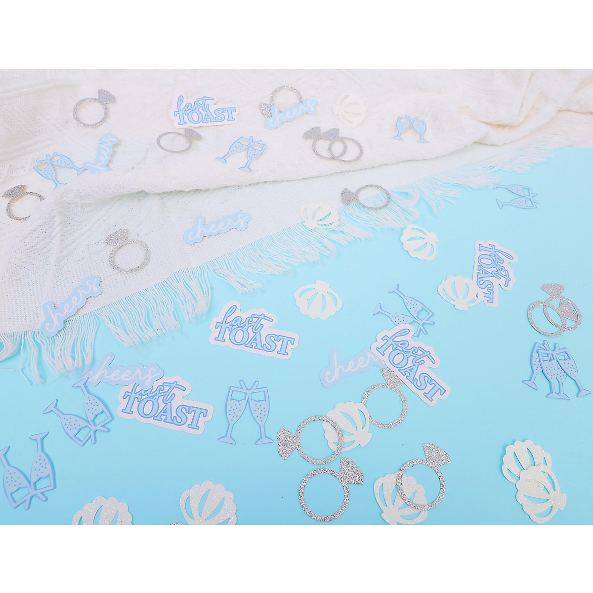 200psc Last Toast on the Coast Confetti - Last Toast Bachelorette Party Decorations, Ocean Bridal Shower Confetti, Beach and Coastal Bachelorette Party Decor, Shimmery Seashell and Ring Confetti