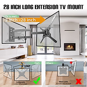 Mount Plus MP-L28-400 Long Arm Full Motion TV Wall Bracket with 28 inch Extension Articulating Arm | Fits Screen Sizes 23 to 55 Inch | VESA 400x400mm Compatible (28" Extension 19" to 55" TV)
