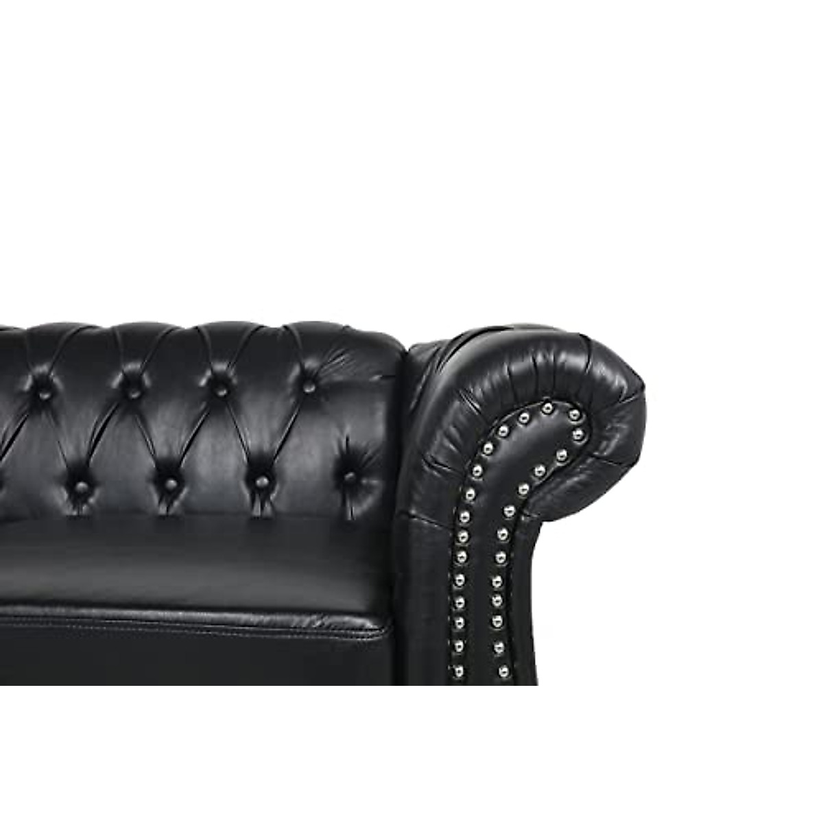 LEVNARY Chesterfield Sofa, Classic Tufted Upholstered Leather Couch, Modern 3 Seater Couch Furniture with Tufted Back for Living Room Office (Black)