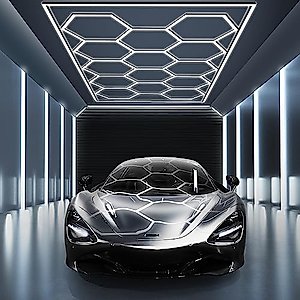 MODERN Hexagon Garage Light: Higher Brightness 720W 86400 Lumens Hexagon Led Garage Light with Rectangle Frame 6500K for Garage, Basement, Warehouse, Auto Beauty Shop, Car Detailing Shop etc.