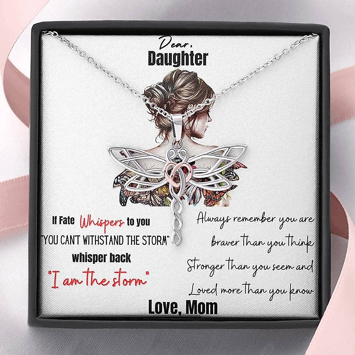WISHICIOUS - Mother Daughter gift from mom - Gifts for Daughters from Mothers - To My Daughter Necklace - Mom and Daughter necklace Birthday Gift for Daughter (Standard Box, Whisper Dragonfly)