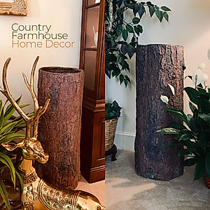 Country Corner 🌳 Woodland Country Rustic Tree Stump Garbage Bin. Unique Realistic Log Trash Can.