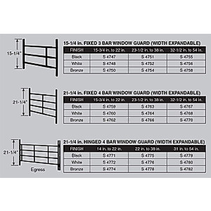 Segal S 4756 Fixed Window Guard – Adjustable Child Safety Window Guard Prevents Accidental Falls, Tamper Resistant Screws Included, Non-Egress, White, 32-1/2 to 54 In. W x 15-1/4 In. H (Single Pack)