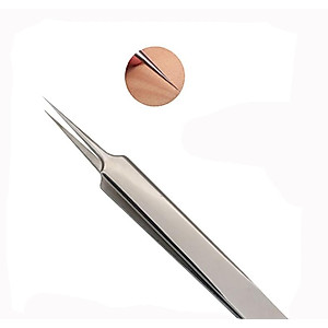 1Set(3PCS) Silver Professional Remove Blackheads Tweezers Set - Stainless Steel Straight/Slanted & Pointed Splinter/Bend Curved Blemish Extractor Tool for Acne Zit Cystic Blemish Whitehead Popping