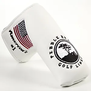 DBYAN Golf Putter Head Cover,Pebble Beach USA Flag Patterned Design Long Life Tree Print Compatible for Scotty Cameron Odyssey Blade Callaway Taylormade Titleist Ping Mizuno Cobra,White