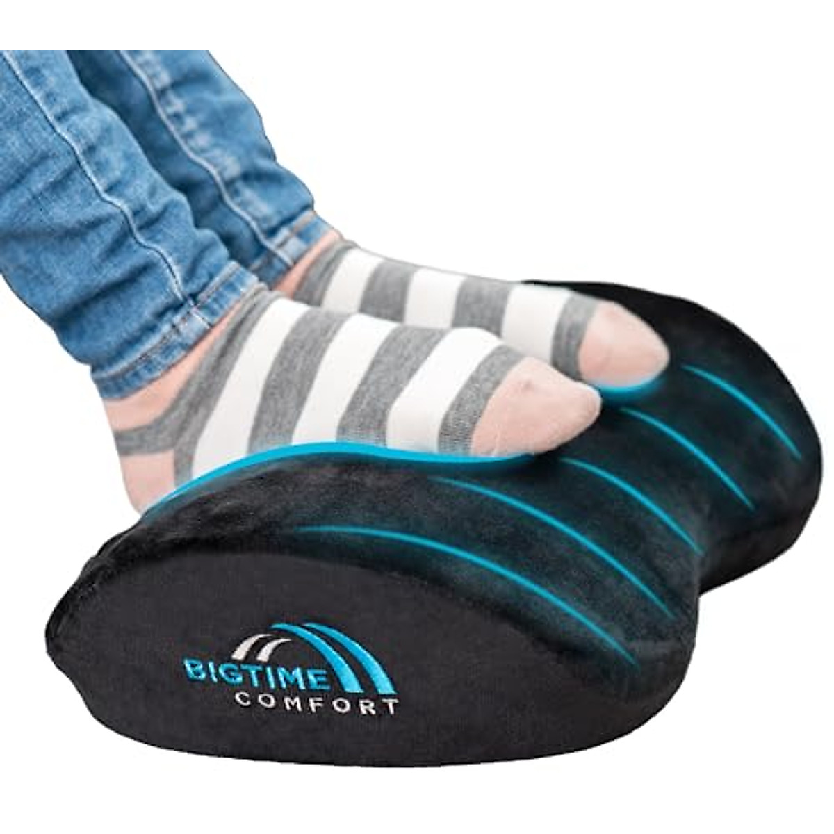 Big Time Comfort Foot Rest for Under Desk at Work & Home with Massage Texture - Ergonomic Memory Foam Foot Stool for Office Chair & Gaming, Washable Soft Velvet Footrest Cover - Pain Relief Leg Pillow