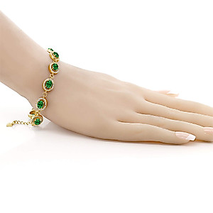 Gem Stone King 18K Yellow Gold Plated Silver 7X5MM Oval Gemstone Birthstone Tennis Bracelet For Women Size 7.5 Inch