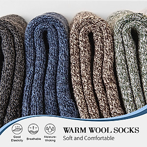 5 Pairs Wool Socks Mens, Warm Winter Socks, Soft Wool Hiking Socks, Casual Crew Socks for Men