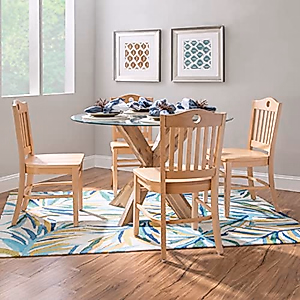 Linon Slat Back Natural Wood Finish Made in America Set of 2 Brock Dining Chair