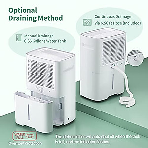 Waykar 4500 Sq. Ft Dehumidifier for Home with Drain Hose for Bedrooms, Basements, Bathrooms, Laundry Rooms - with Intelligent Control Panel and Front Display, 24 Hr Timer and 0.66 Gallons Water Tank