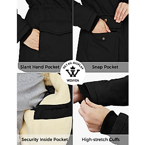 WenVen Women's Heavyweight Warm Winter Jacket with Removable Hood (Black, L)