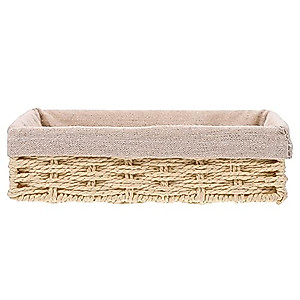VOSAREA Small Wicker Baskets with Liners Shelf Baskets Rectangular Basket Rattan Wicker Baskets Sundries Organizer Cosmetic Makeup Holders (Beige)