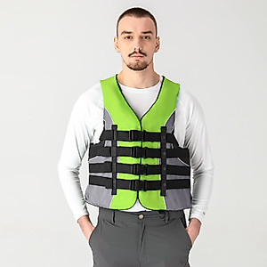 XGEAR Adult USCG Life Jacket Vest Water Sports (Lime, M)