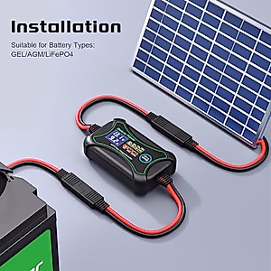 10Amp 12 Volt MPPT Solar Charge Controller, Bateria Power Intelligent Portable Solar Panel Controller, Max PV 150W 30Voc Solar Regulator for Gel AGM Lead-Acid, Lithium LiFePO4 Battery (SunRock 10)