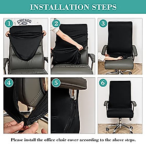 Jin Le Office Chair Cover- Medium, Black- Removable Computer Chair Cover for Office Chair with Zipper for Universal Rotating Chair Desk Chair Cover High Back Chair Seat Washable Protector for Pets